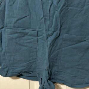 SHEIN | Pants & Jumpsuits | Linen Blend Blue Romper | Poshmark